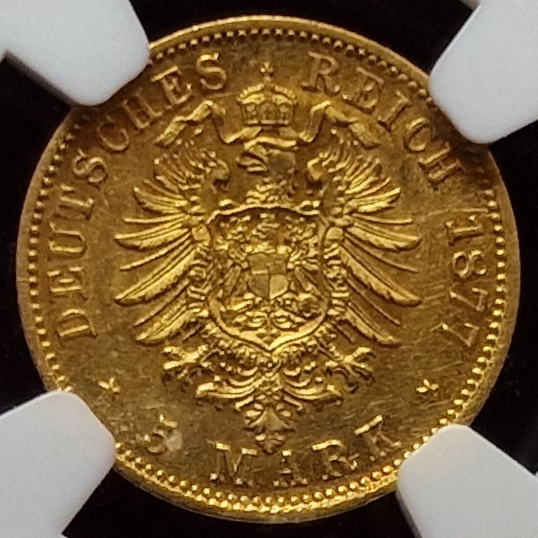 Germany Deutschland Hessen Darmstadt Gold 5 Mark 1877 H Ludwig IV. Rare Type USA Unc. NGC MS 61 ...