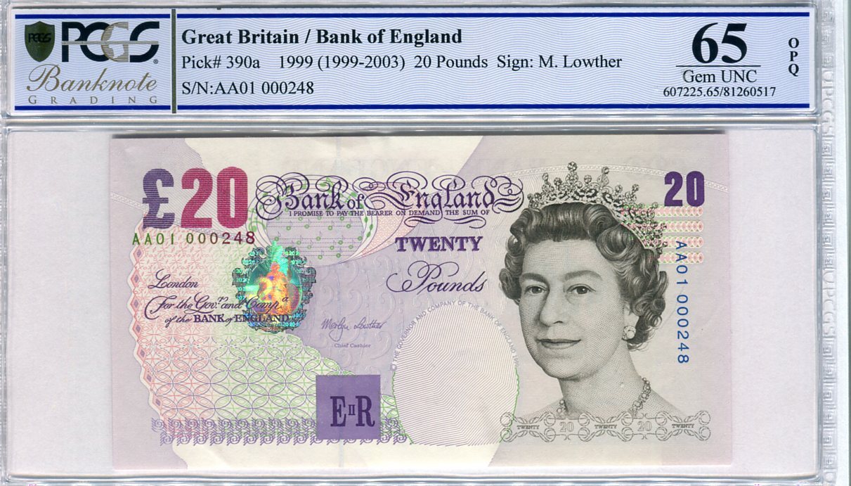 Großbritannien 20 Pounds 1999-2003 Sir Edward Elgar PCGS 65 Gem UNC ...