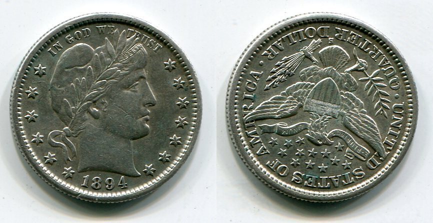 USA 25 Cents Quarter 1894 Barber Typ f. vz | MA-Shops