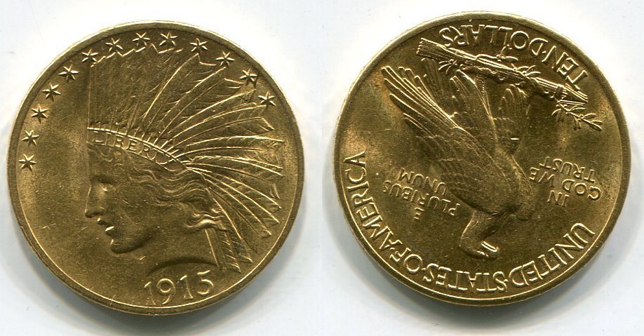 USA 10 Dollars 1915 Indianerkopf, Indian Head vz-prfr | MA-Shops