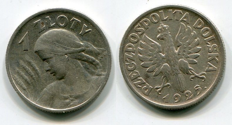 Polen, Poland 1 Zloty Silber 1925. mit Punkt vz | MA-Shops