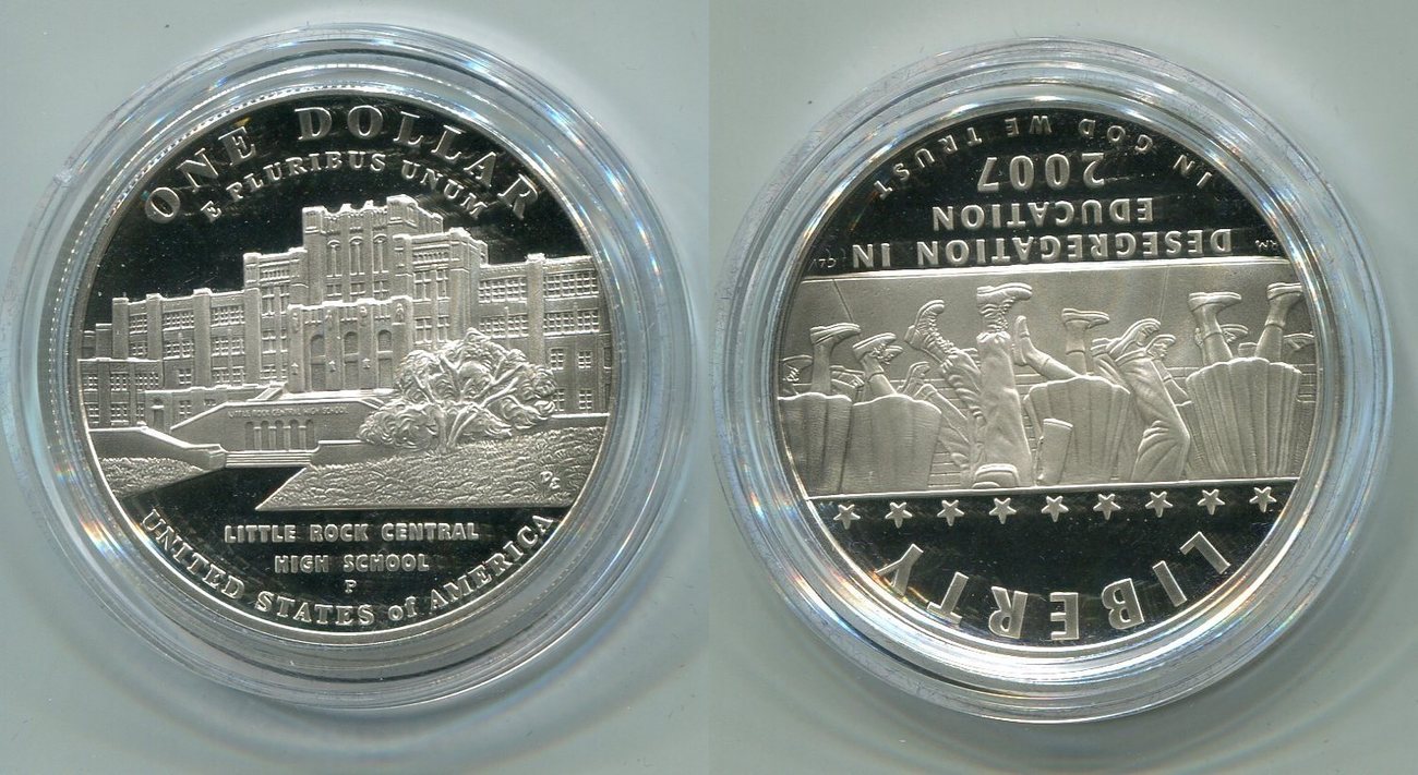 USA 1 Dollar Commemorative Silber 2007 Little Rock Central High School ...