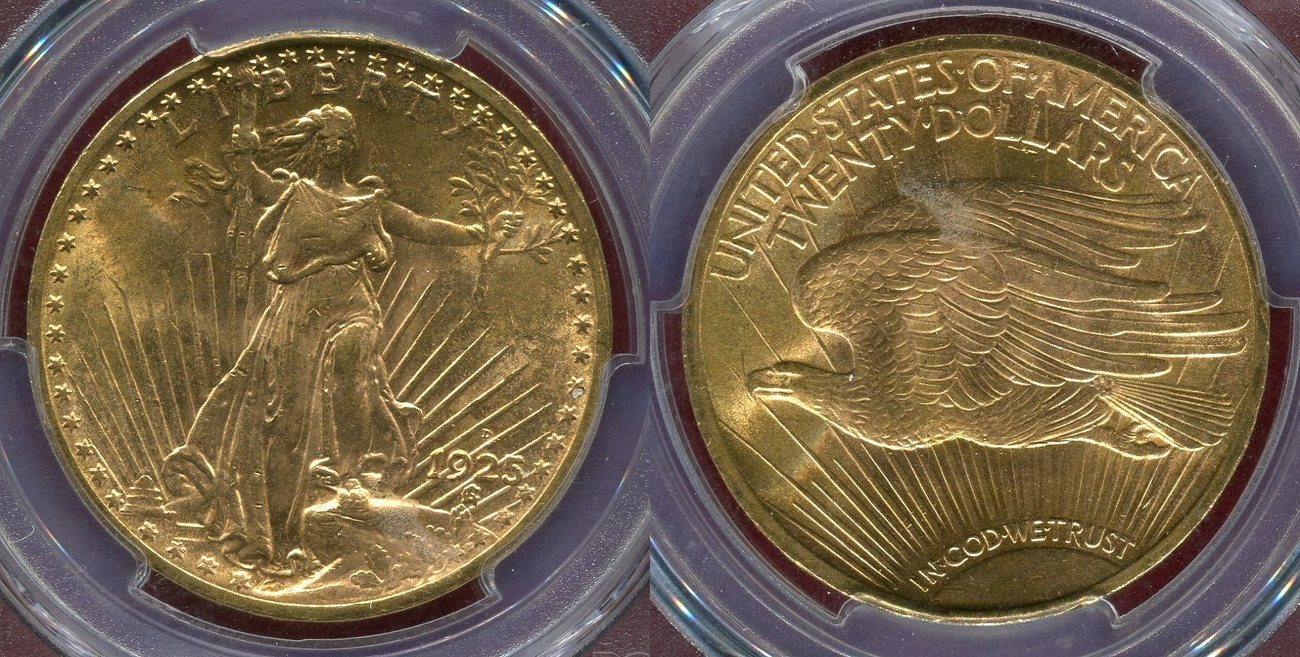 The United States of America 20 Dollars 1925-D St Gaudens Seltener ...