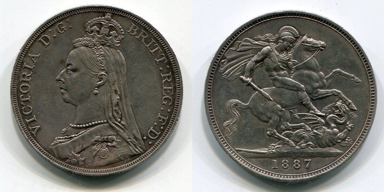 England Großbritannien UK 1 Crown Silber 1887 Queen Victoria Jubilee ...