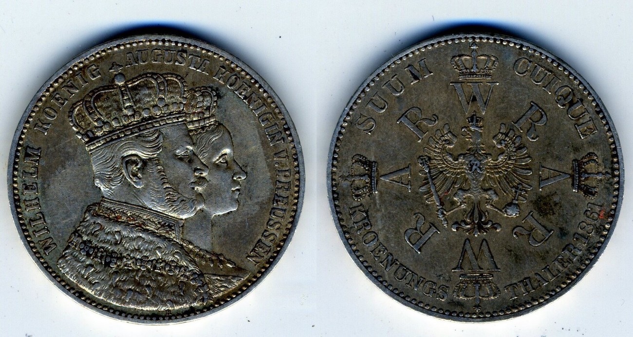 Taler / Krönungstaler 1861 König Wilhelm und Königin Augusta von ...