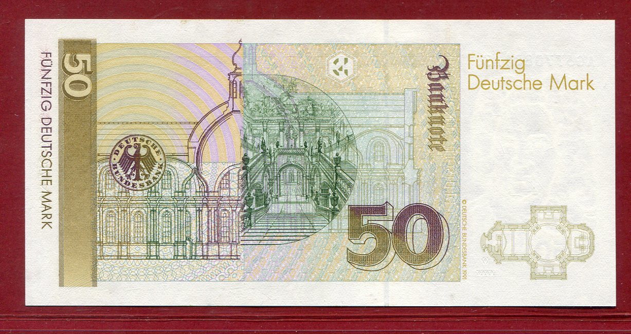 BRD,Deutsche Bundesbank 50 DM Deutsche Mark 1989 Balthasar Neumann I ...