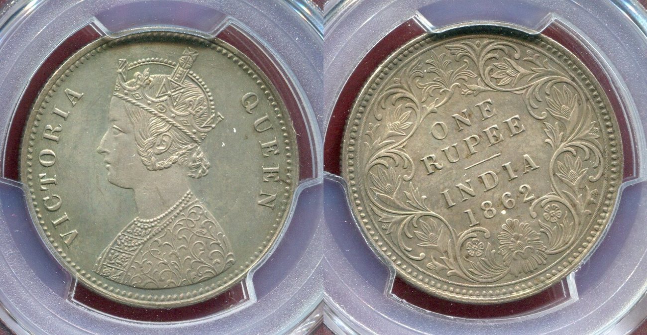 Indien England Rupie Rupee 1862 Victoria Var. A/10/0 Top Pop Highest ...