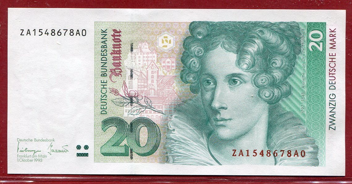 BRD,Deutsche Bundesbank 20 DM Deutsche Mark 1993 Anette von Droste ...