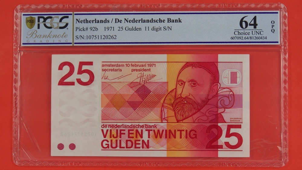 Netherlands 25 Gulden 1971 De Nederlandsche Bank PCGS Choice ...