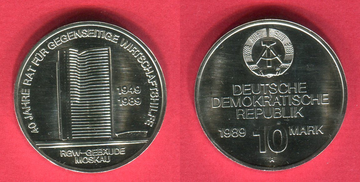 DDR 10 Mark Gedenkmünze Cu/Ni 1989 RGW Gebäude in Moskau - Rat für ...
