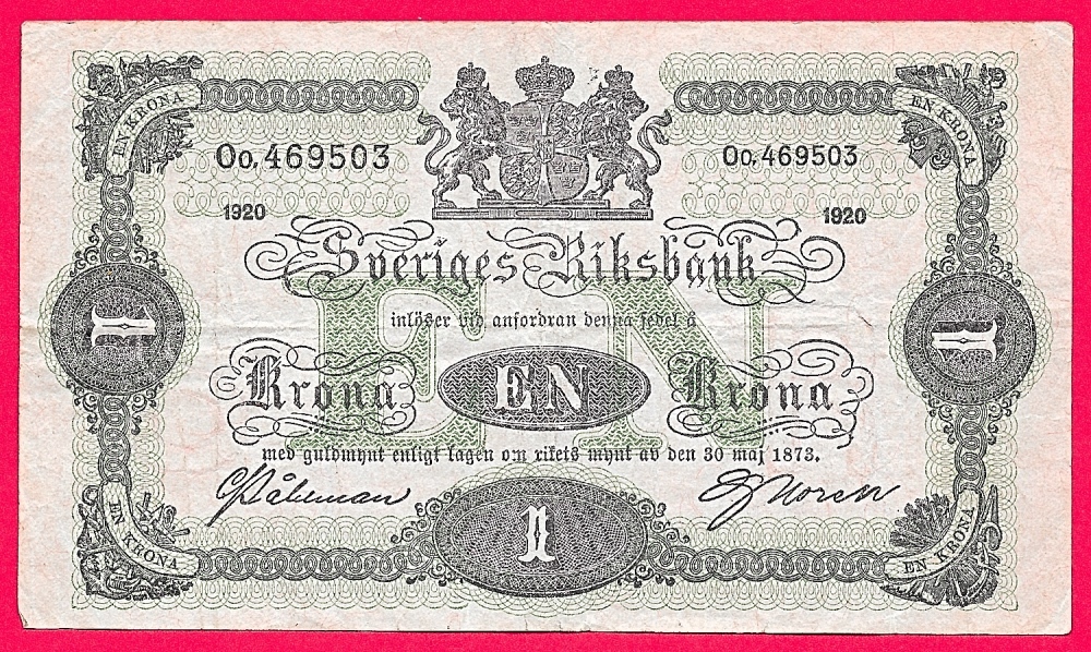 Schweden 1 Krona 1920 Sveriges Riksbank En Krona gebraucht (siehe ...