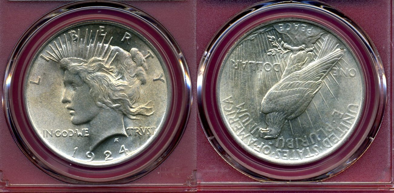 USA 1 Dollar 1924 Peace Dollar Liberty PCGS MS64 | MA-Shops