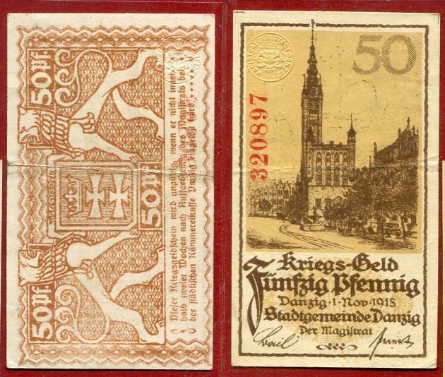 Danzig 50 Pfennig 1.11.1918 Kriegsgeld gebraucht Bild als ...