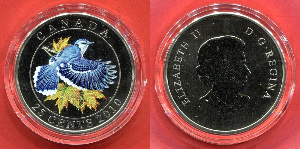 Kanada 25 Cents Silver Coin 2010 Royal Canadian Mint - Blue Jay - Noisy ...