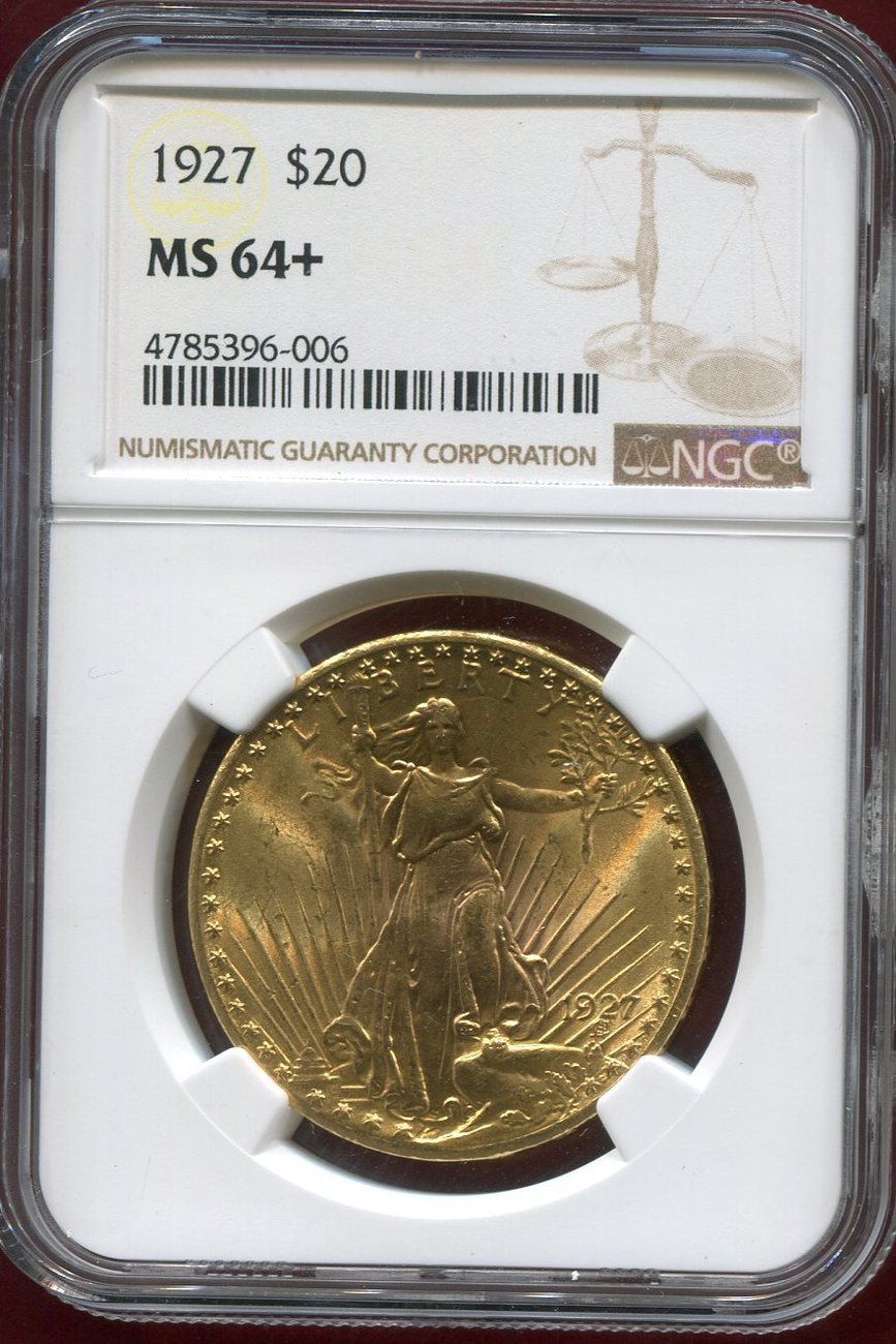 USA 20 Dollars Dollar Gold 1927 St. Gaudens Typ Double Eagle NGC MS 64 + f. stgl. | MA-Shops