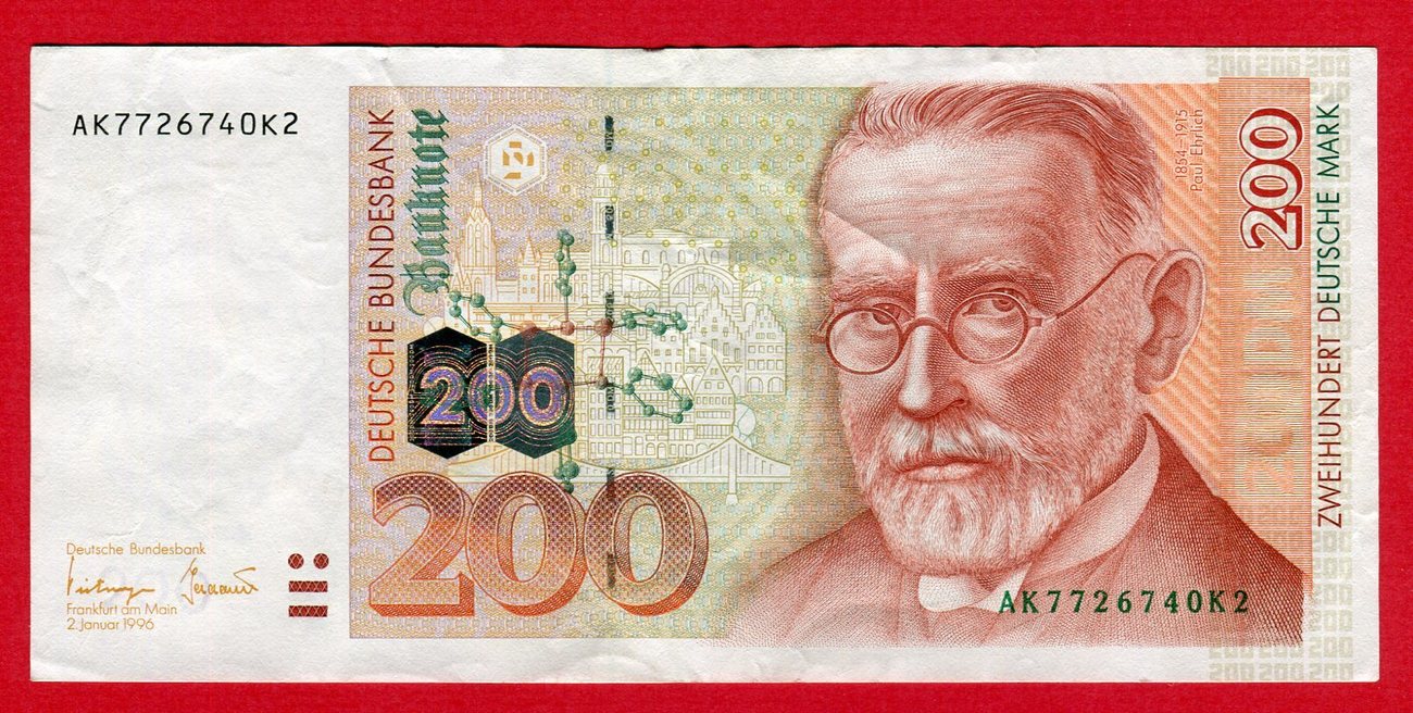 BRD,Deutsche Bundesbank 200 DM Deutsche Mark 1996 AK K Paul Ehrlich ...