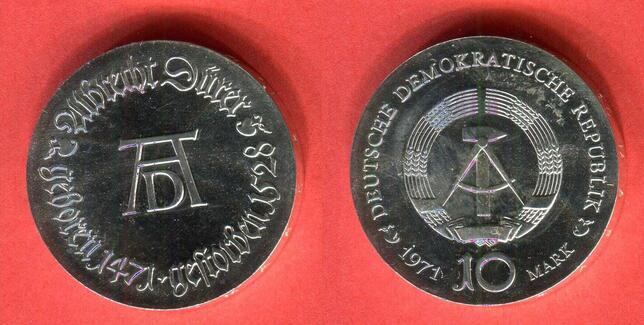 DDR 10 Mark Gedenkmünze 1971 500. Geburtstag Albrecht Dürer (1471 bis ...
