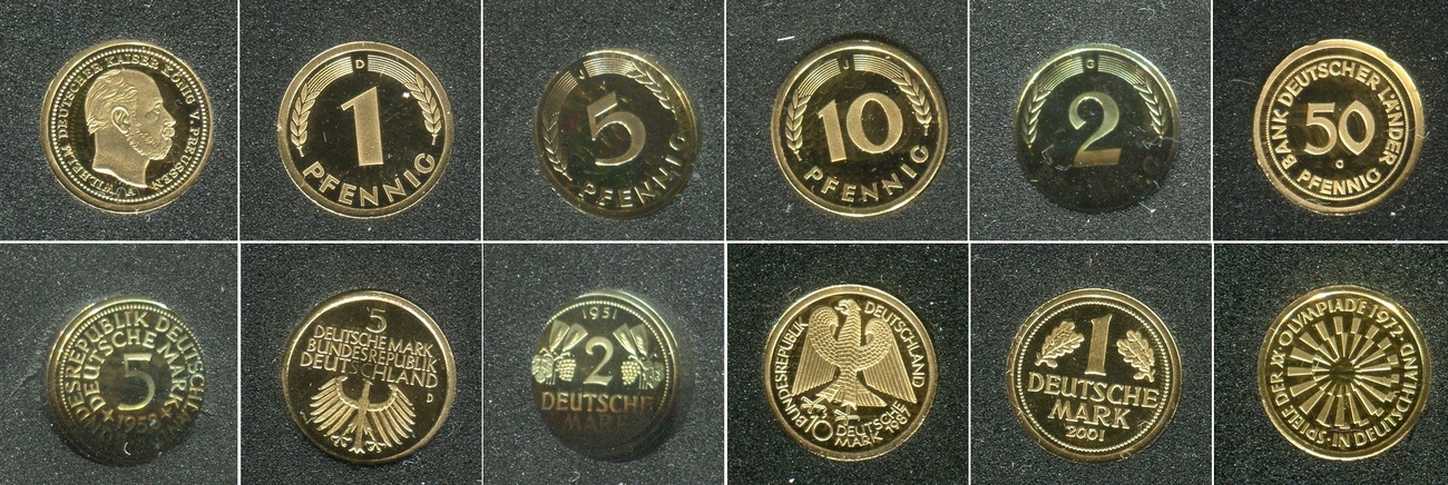 Deutschland 12 Minigoldmedaillen 2016 Das Deutsche Geld in Gold ...
