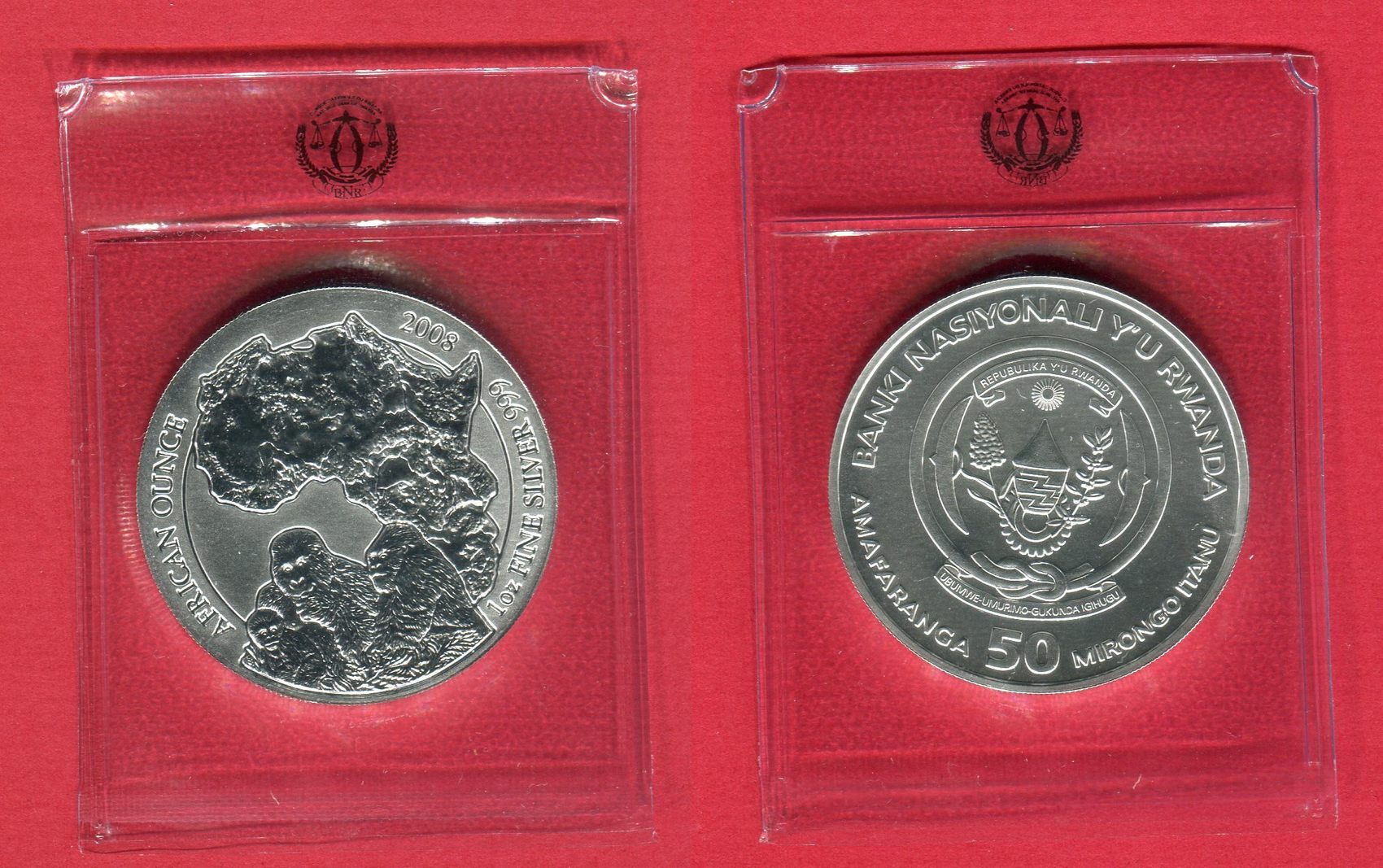 Ruanda 50 Francs Amafaranga 2008 Berggorilla Stgl. in Originalfolie ...