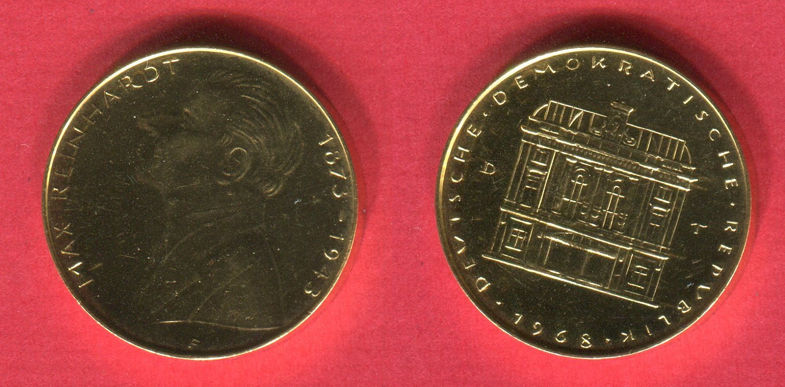 DDR Goldmedaille 1968 Max Reinhardt 1873-1943 - kleine Auflage vz-prfr ...