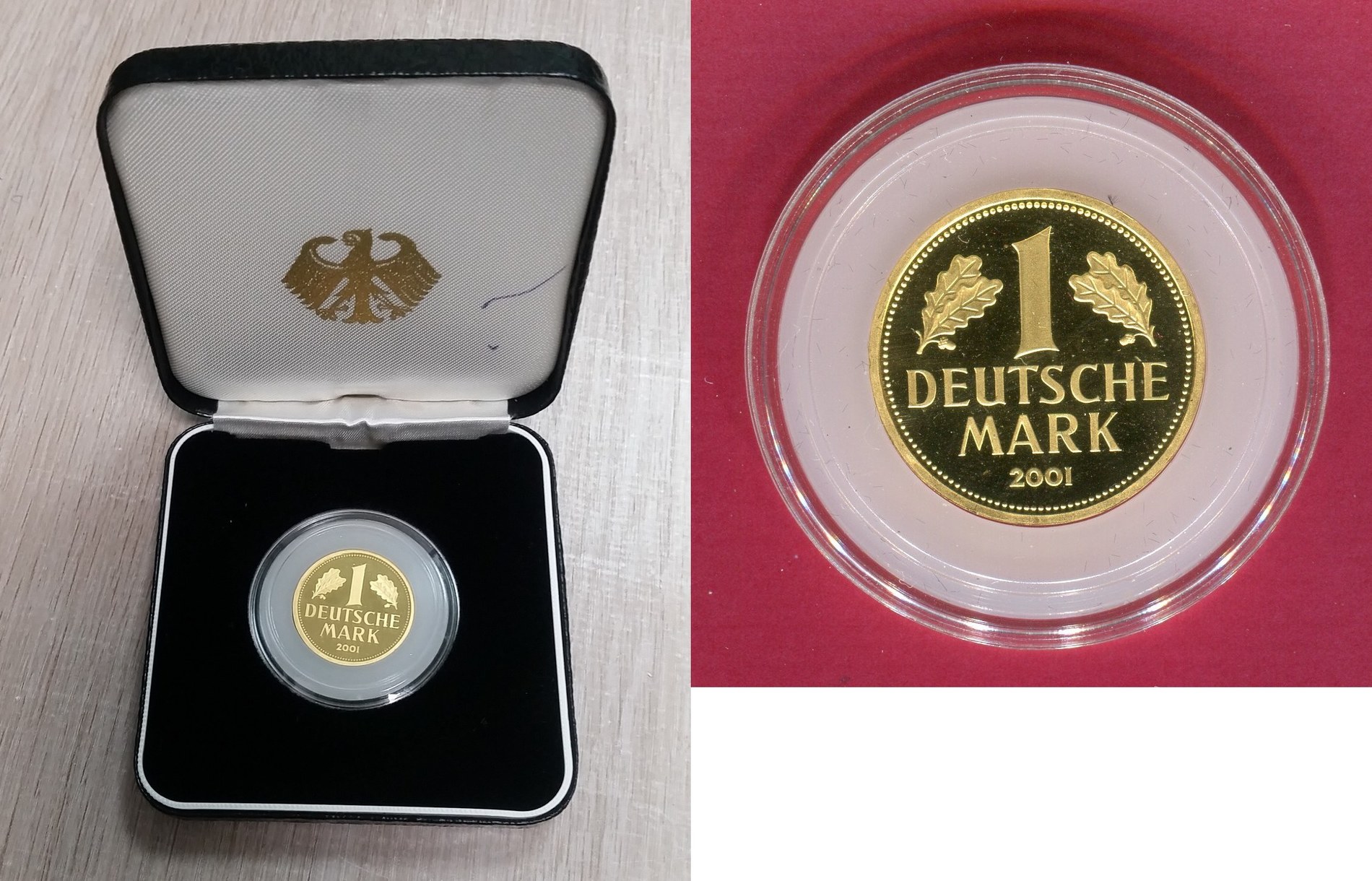 Bundesrepublik Deutschland 1 DM Gold - Mark 2001 A Goldmark mit Etui ...