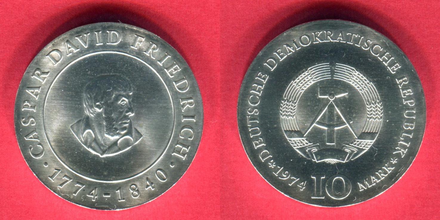 DDR 10 Mark DDR Silber Gedenkmünze 1974 Caspar David Friedrich ...
