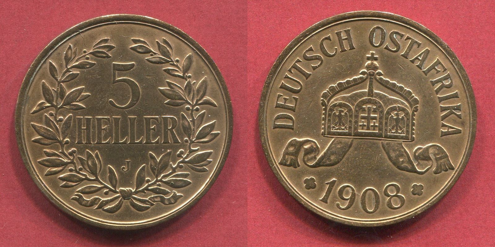 Deutsch Ostafrika German Colonial Money 5 Heller 1908 J Auswärtiges Amt ...