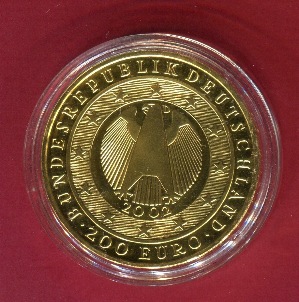 Deutschland BRD Germany 200 Euro Gold 2002 D Währungsunion - Euro ...