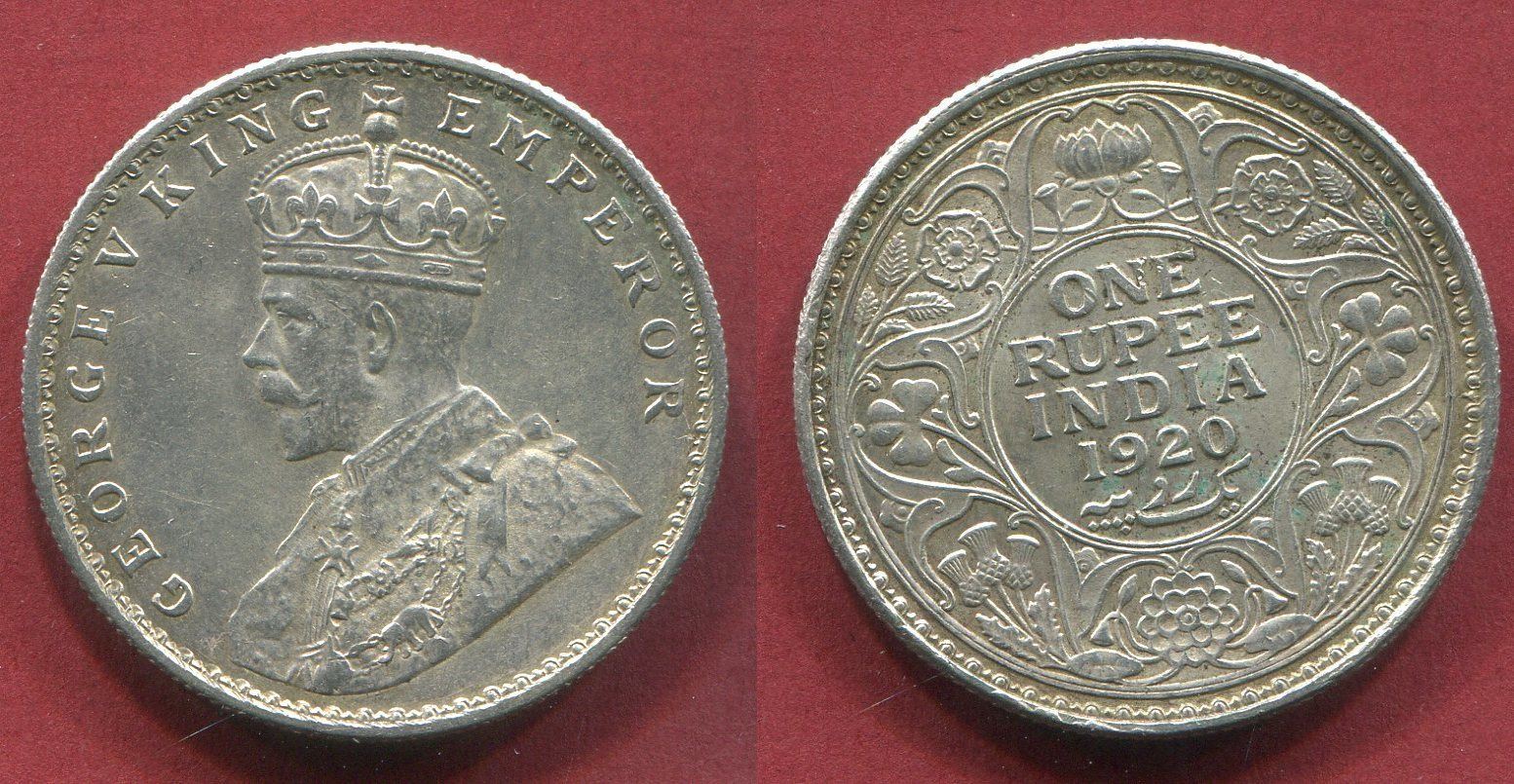 Indien England 1 Rupie Rupee 1919 C George V. vz prfr. | MA-Shops