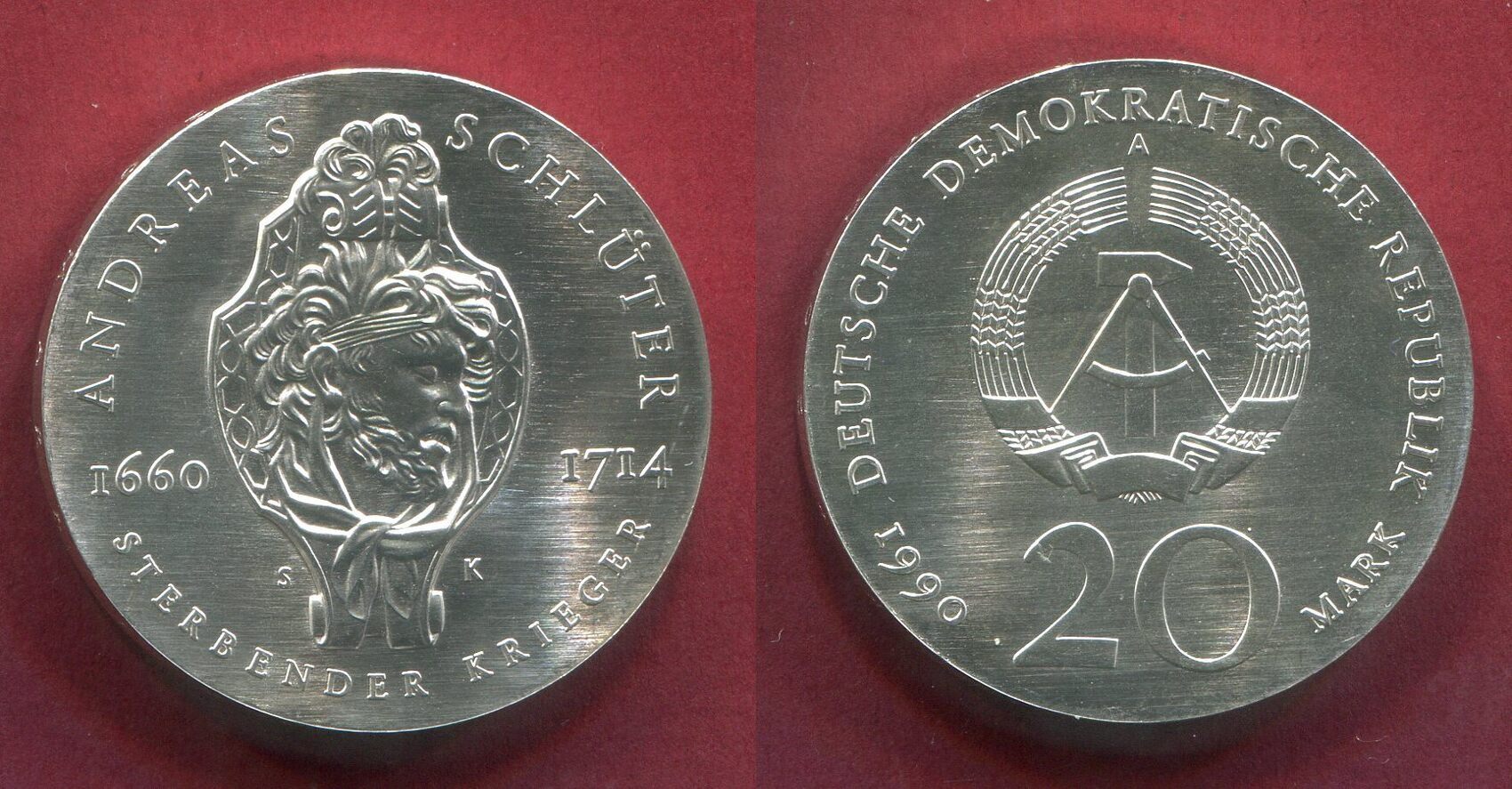 Deutsche Demokratische Republik 20 Mark Gedenkmuenze 1990 275. Todestag ...