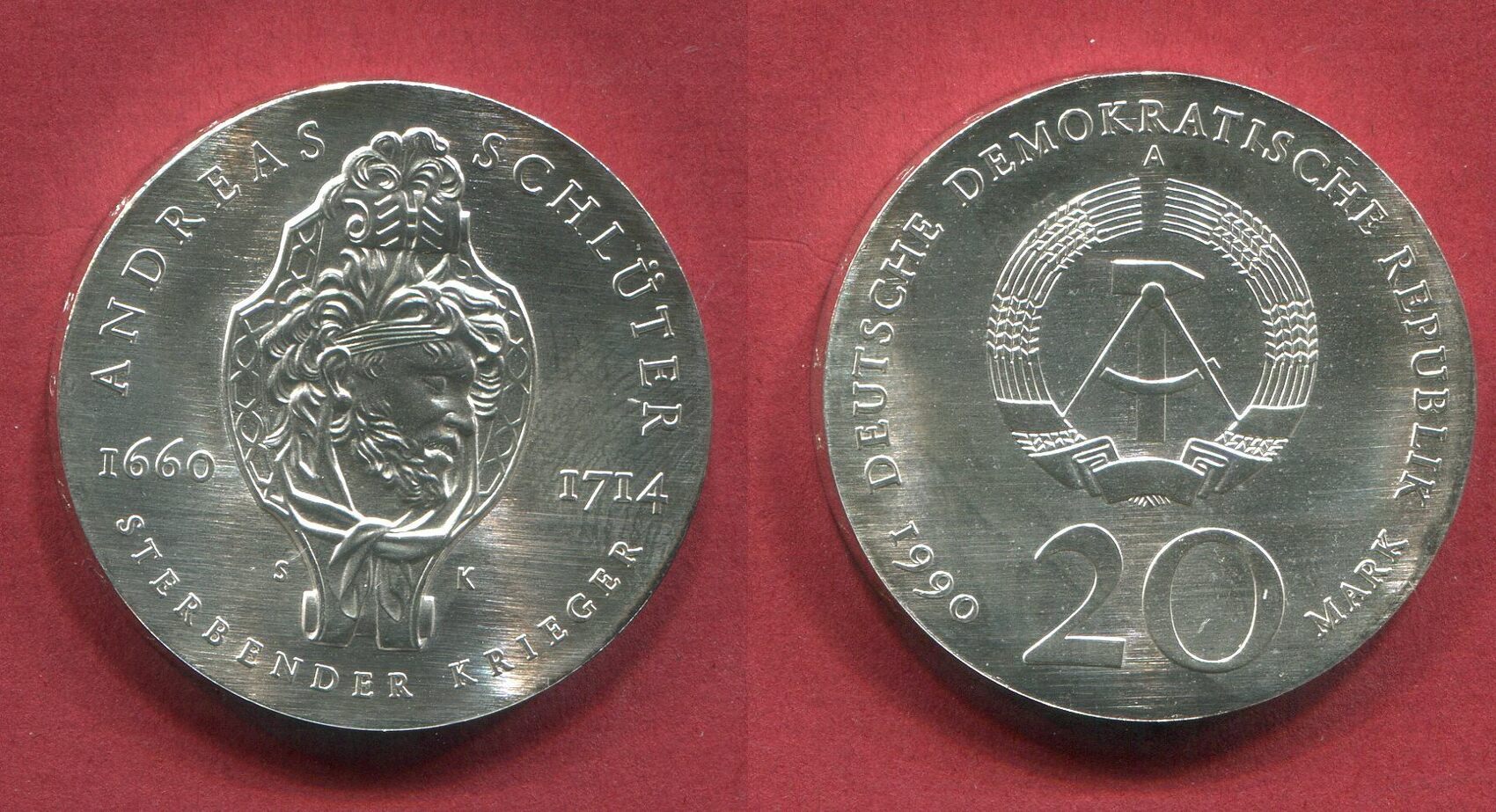 Deutsche Demokratische Republik 20 Mark Gedenkmuenze 1990 275. Todestag ...