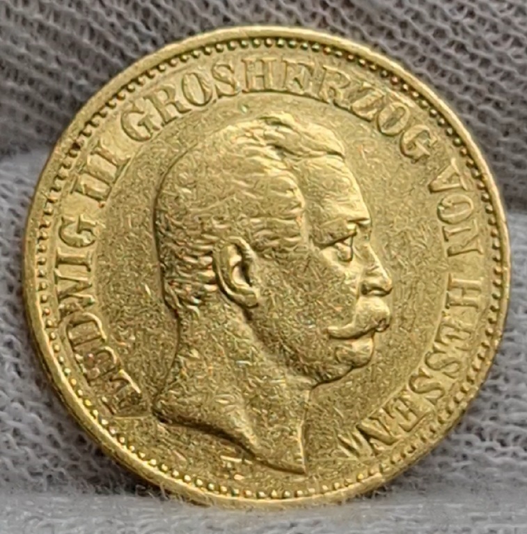 Hessen, German Empire 20 Mark Goldmünze Kursmünze 1874 Ludwig III. ss+ ...