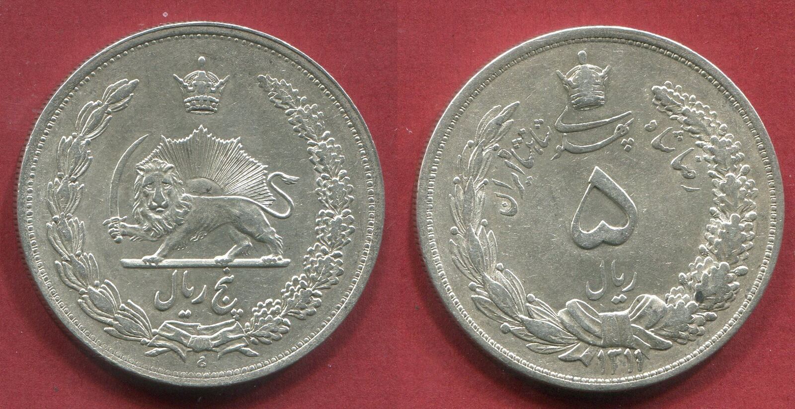 Iran 5 Kran Rials 1311 1932 Reza Shah 1925 - 1941 vz Prägeschwäche | MA ...