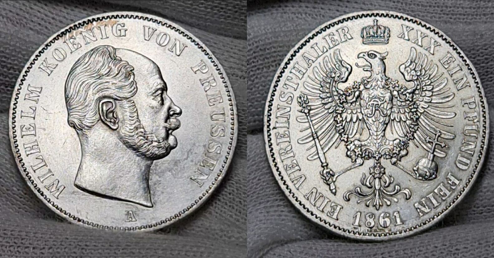 Preußen Königreich 1 Taler Vereinstaler 1861 Wilhelm I. Kursmünze ...