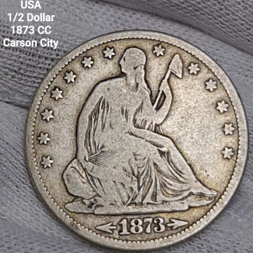 USA 1/2 Half Dollar 1873 CC Seated Liberty with Arrows Carson City s-ss | MA-Shops