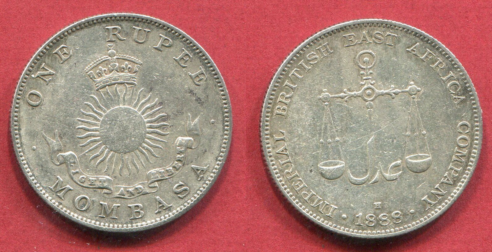 Mombasa 1 Rupie Rupee 1888 H Kenia Imperial British East India Company ...