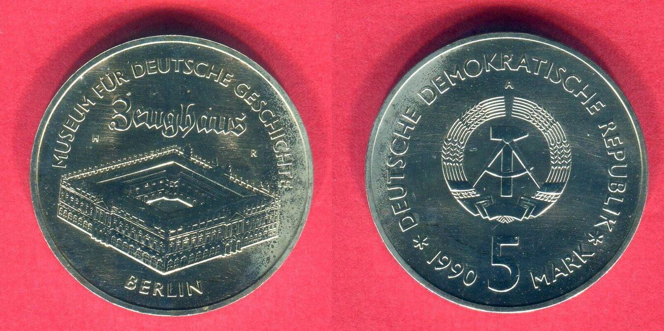 DDR 5 Mark Neusilber 1990 Gedenkmünze Zeughaus Berlin prägefrisch ...