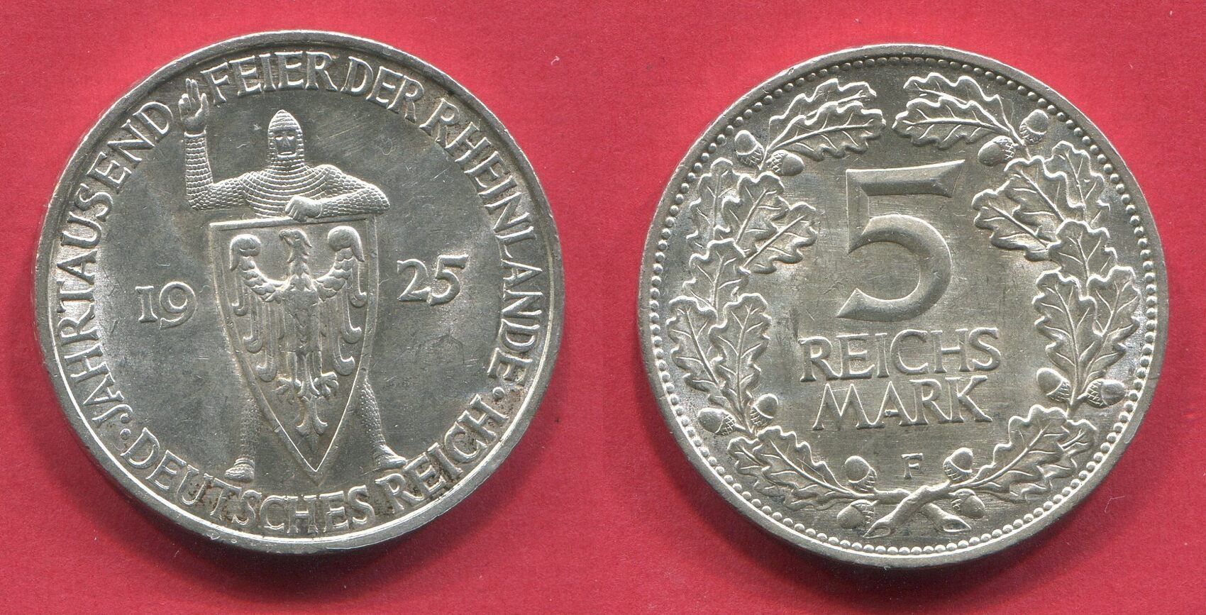 Germany Weimarer Republik 5 Mark 1925 F Jahrtausendfeier Der Rheinlande ...