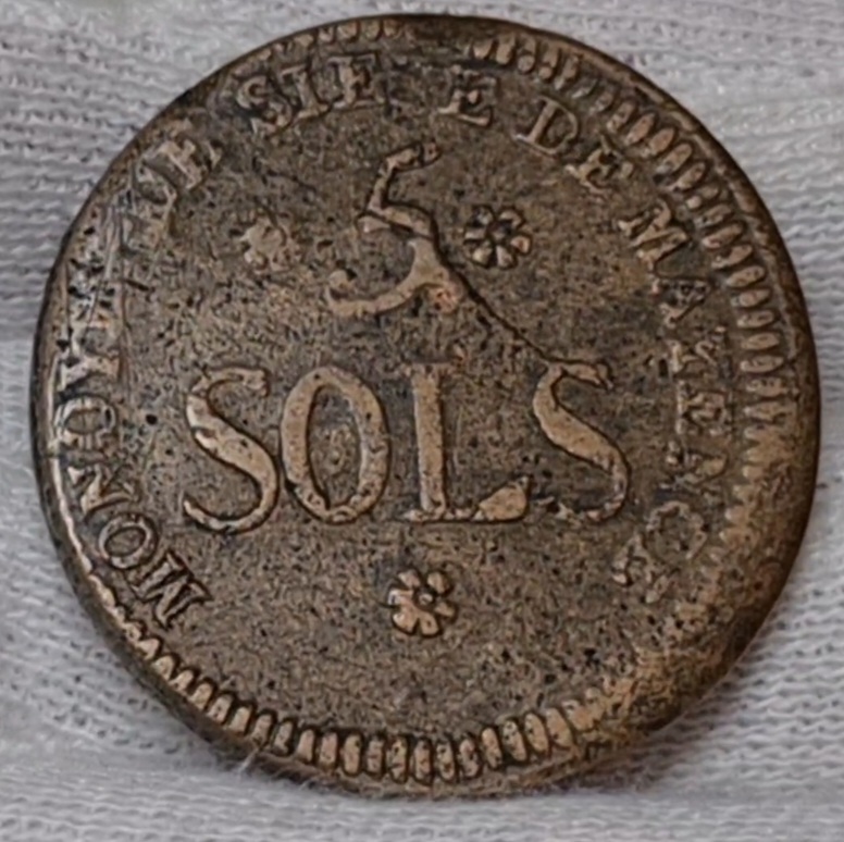 Mainz Frankreich 5 Sols 1793 SIEGE OF MAINZ Mayence durch Kaiserliche ...