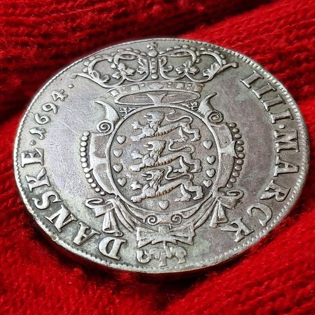 Denmnark Dänemark Krone zu 4 Mark 1694 CW Christian V. 1670-1699 ...