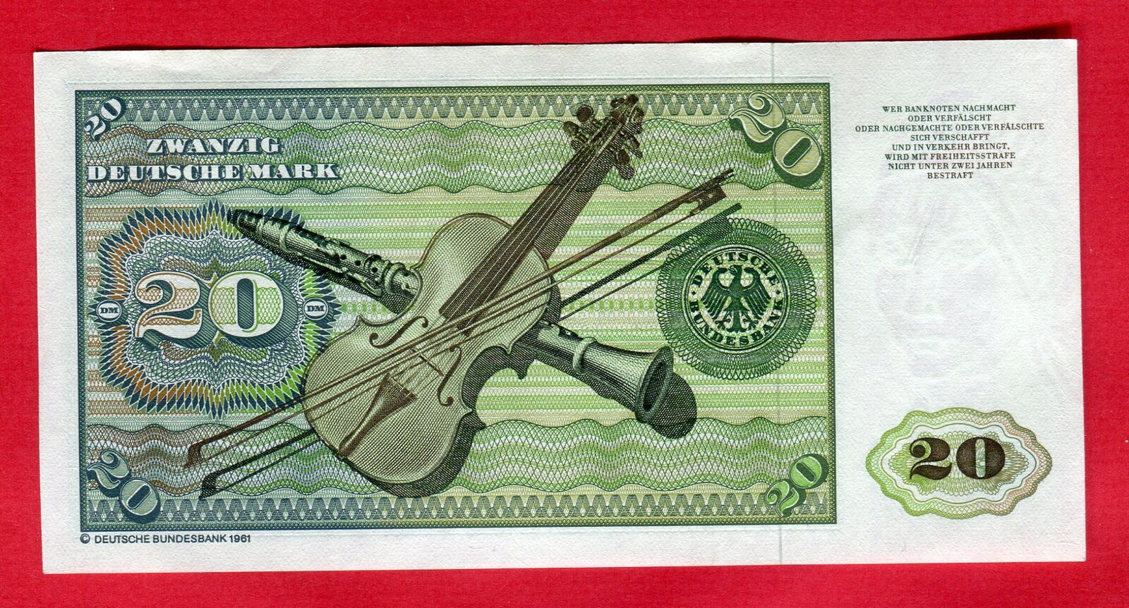 Deutschland 20 DM - Deutsche Mark 1980 Banknote - Serie GL...G ...