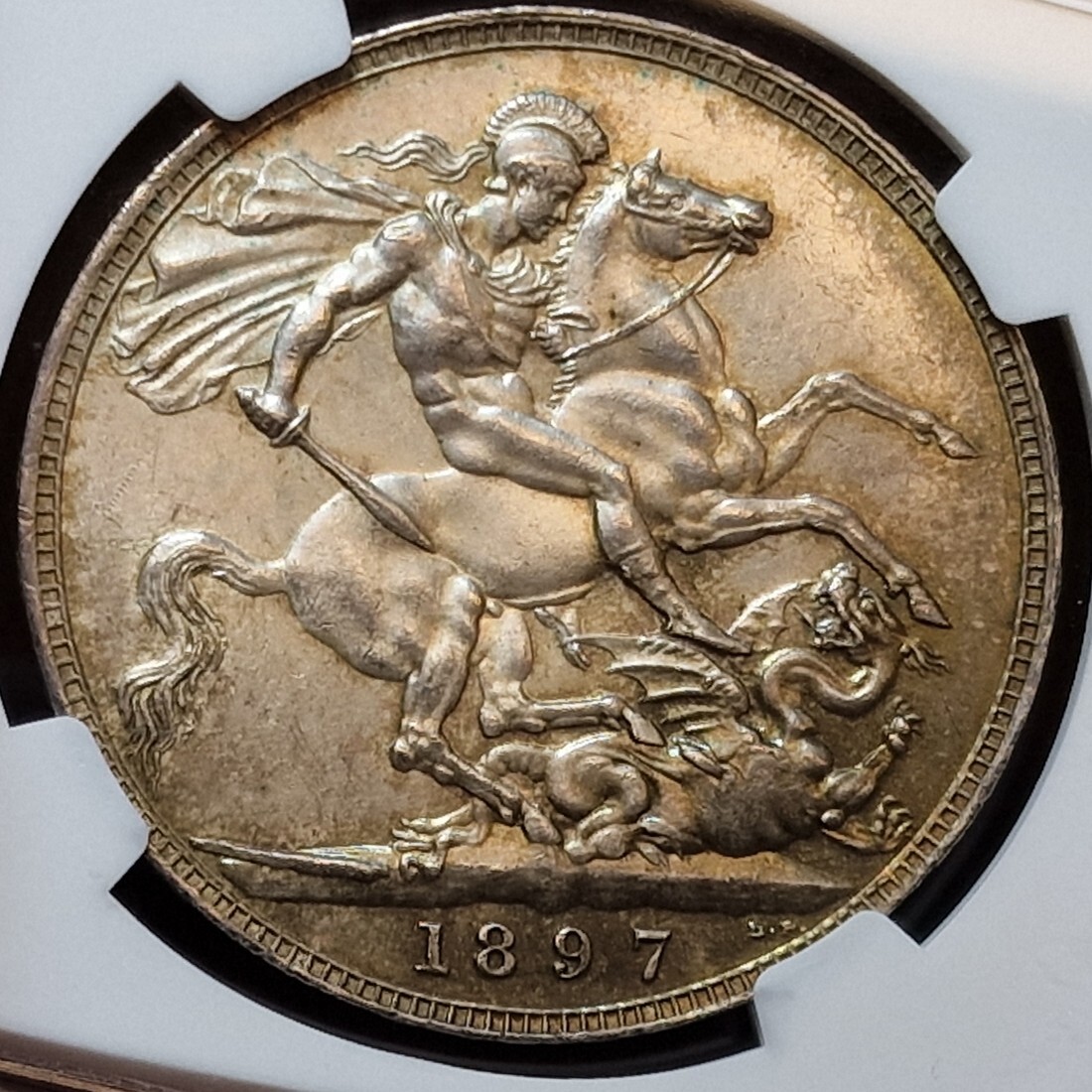 Großbritannien England Great Britain UK 1 Crown Silbermünze 1897 LXI ...