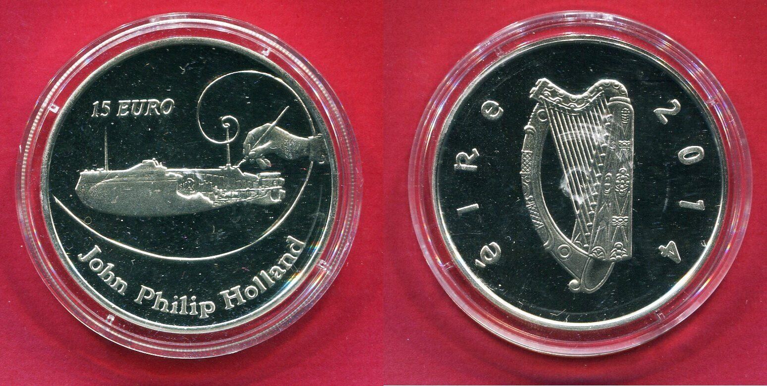 Irland 15 Euro Silbermünze 2014 John Philip Holland PP in Kapsel | MA-Shops