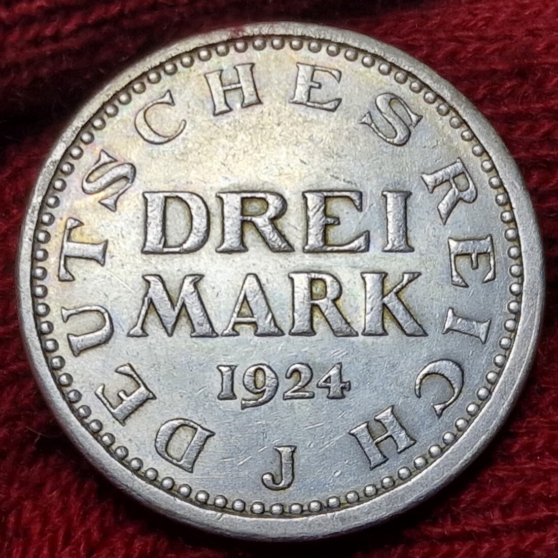Weimarer Republik Deutsches Reich 3 Mark Silber Kursmünze 1924 J Kursmünze Silber Drei ...