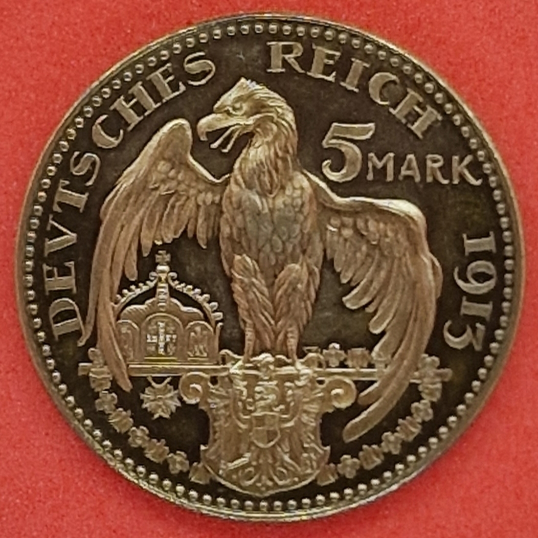 Deutschland Kaiserreich Bayern 5 Mark Probe 1913 Karl Goetz Motivprobe ...