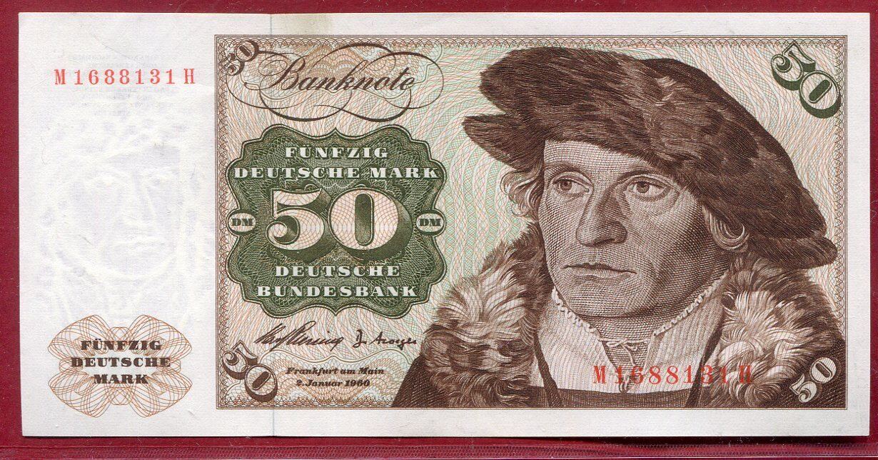 Western Germany FRG Bundesrepublik Deutschland 50 DM Banknote 1960 Ser ...
