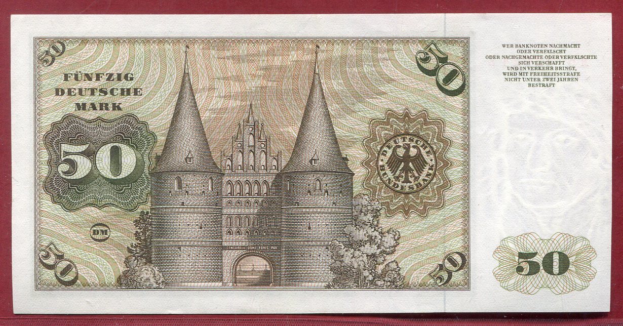 Western Germany FRG Bundesrepublik Deutschland 50 DM Banknote 1970 Ser ...