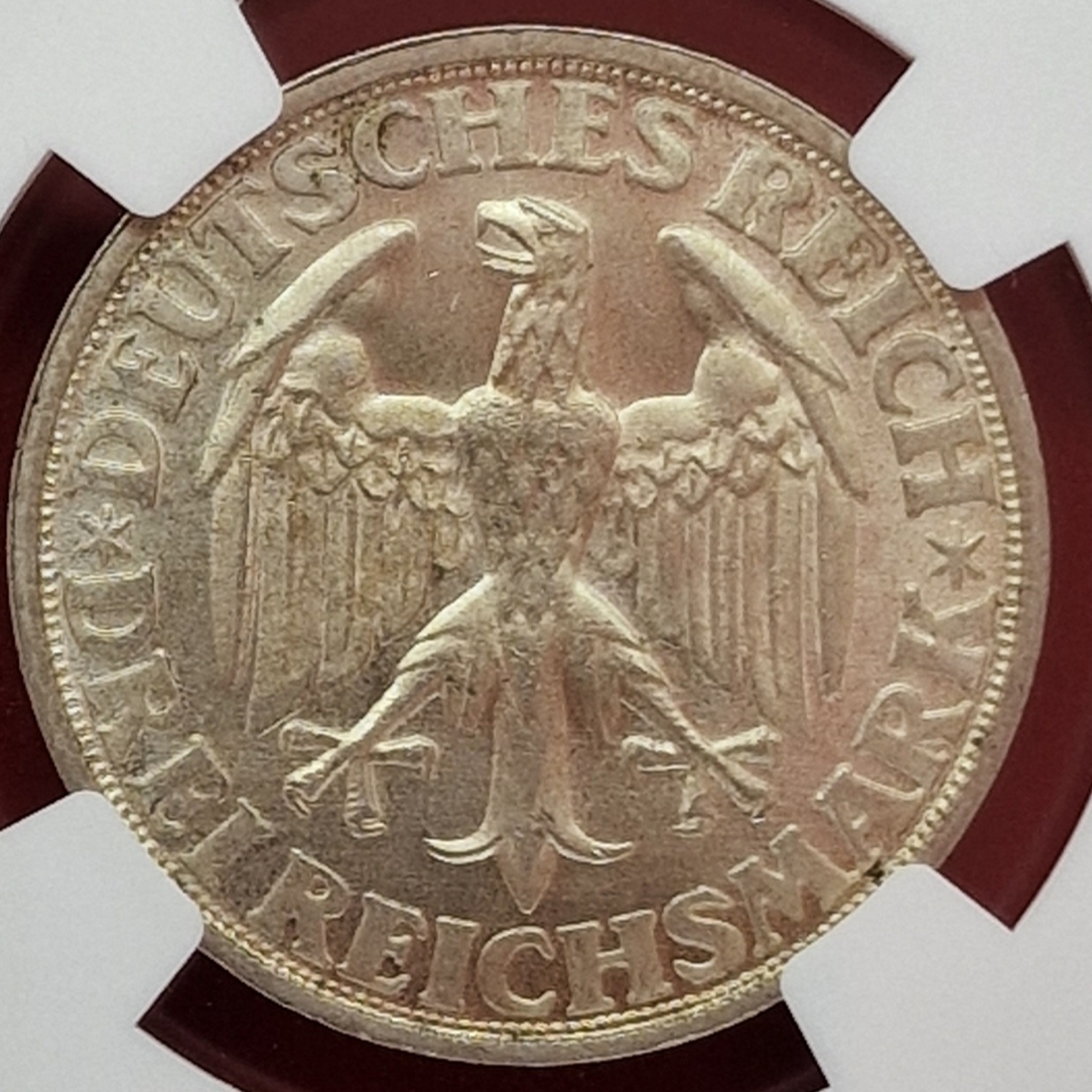 Weimarer Republik Germany 3 Mark 1928 D Dinkelsbühl 1000 Jahrfeier Only 4 finer by NGC NGC MS 66 ...