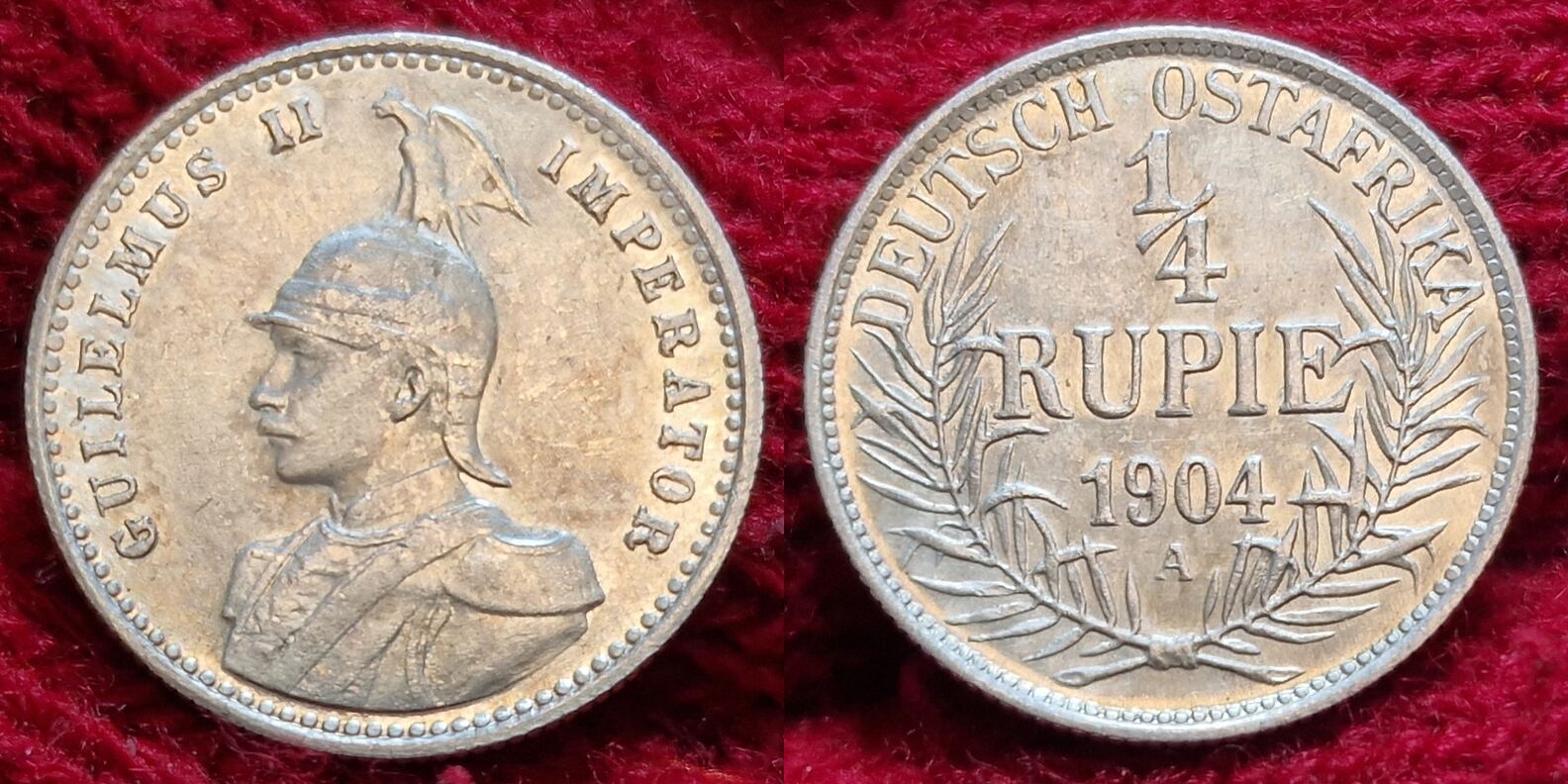 Deutsch Ostafrika DOA German Eastafrica 1/4 Rupie 1904 A Prägung für ...