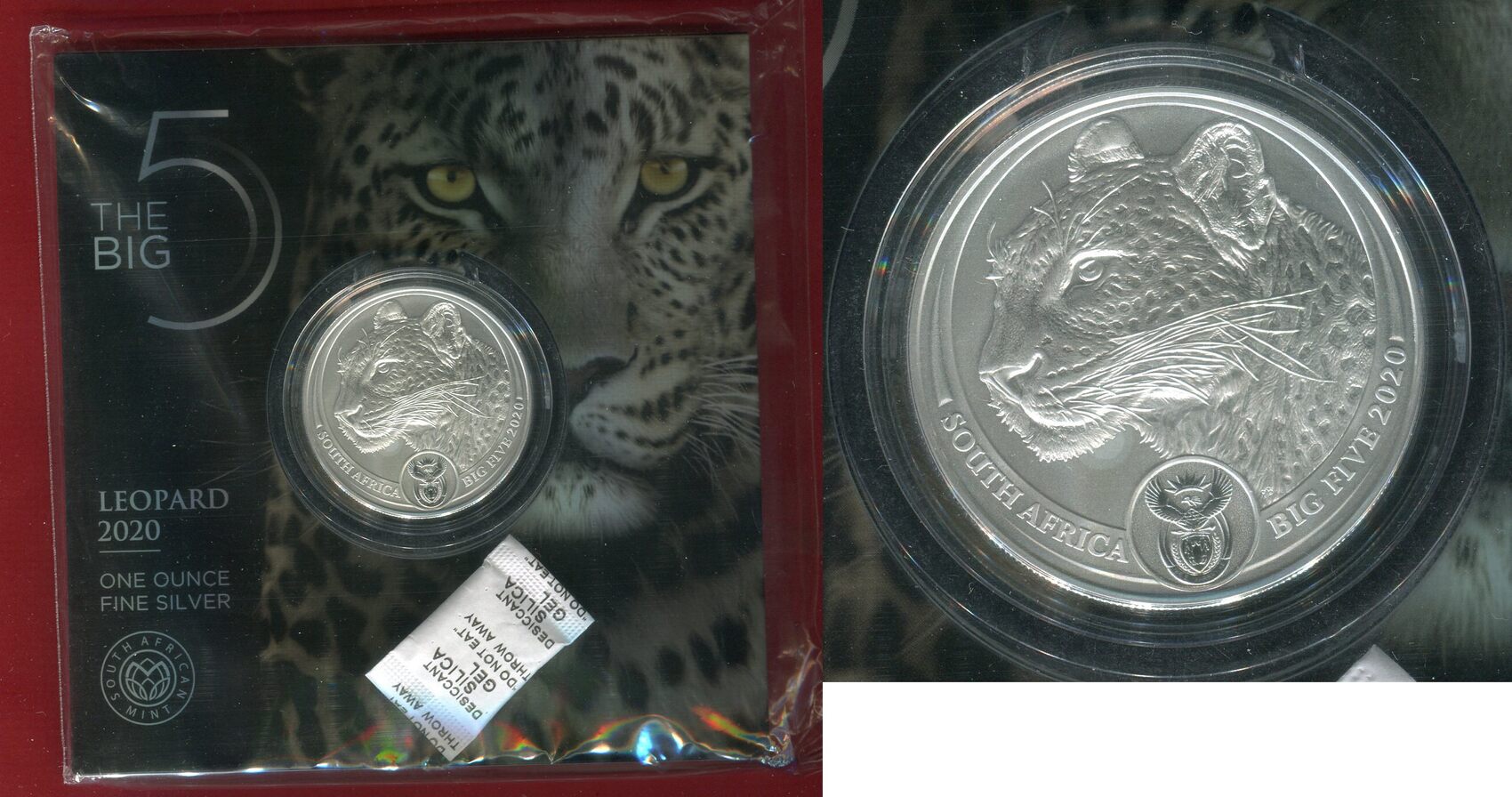 Südafrika 5 Rand Silbermünze 2020 The Big Five: Leopard Stempelglanz ...
